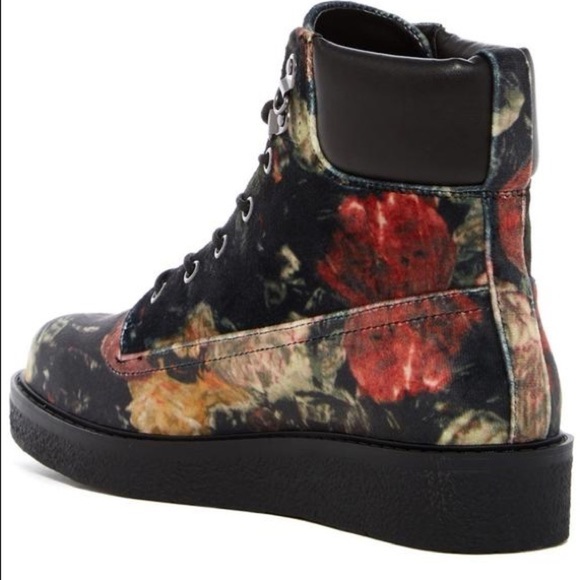 MIA | Shoes | Mia Black Floral Lace Up Boot | Poshmark